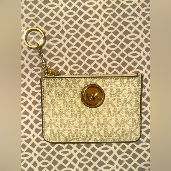 Michael Kors Collection | Bags | Rare Michael Kors Keychain Wallet In Signature Mk Check W Brown ...